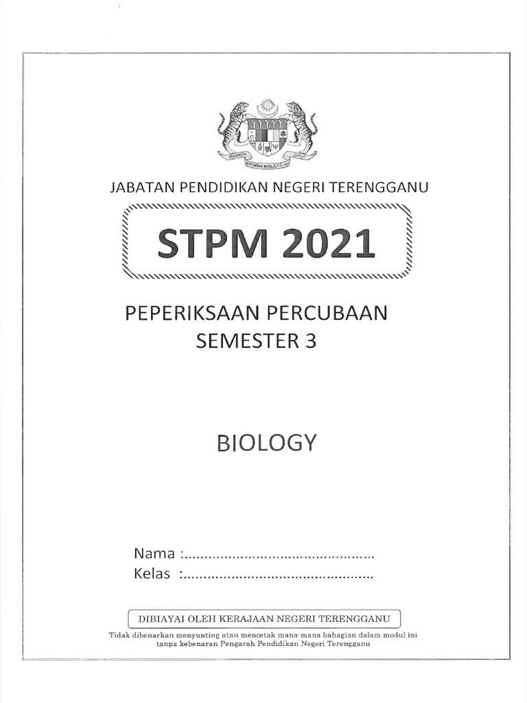 STPM s3 2021 - Biology | PDF