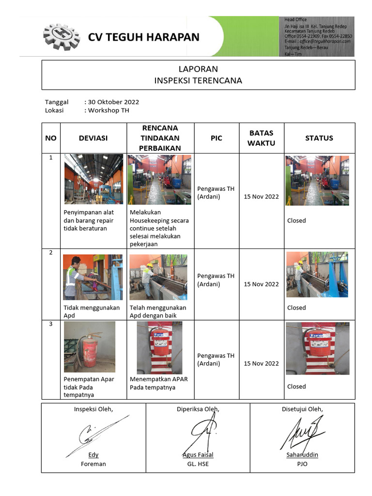 Laporan Over Inspeksi | PDF