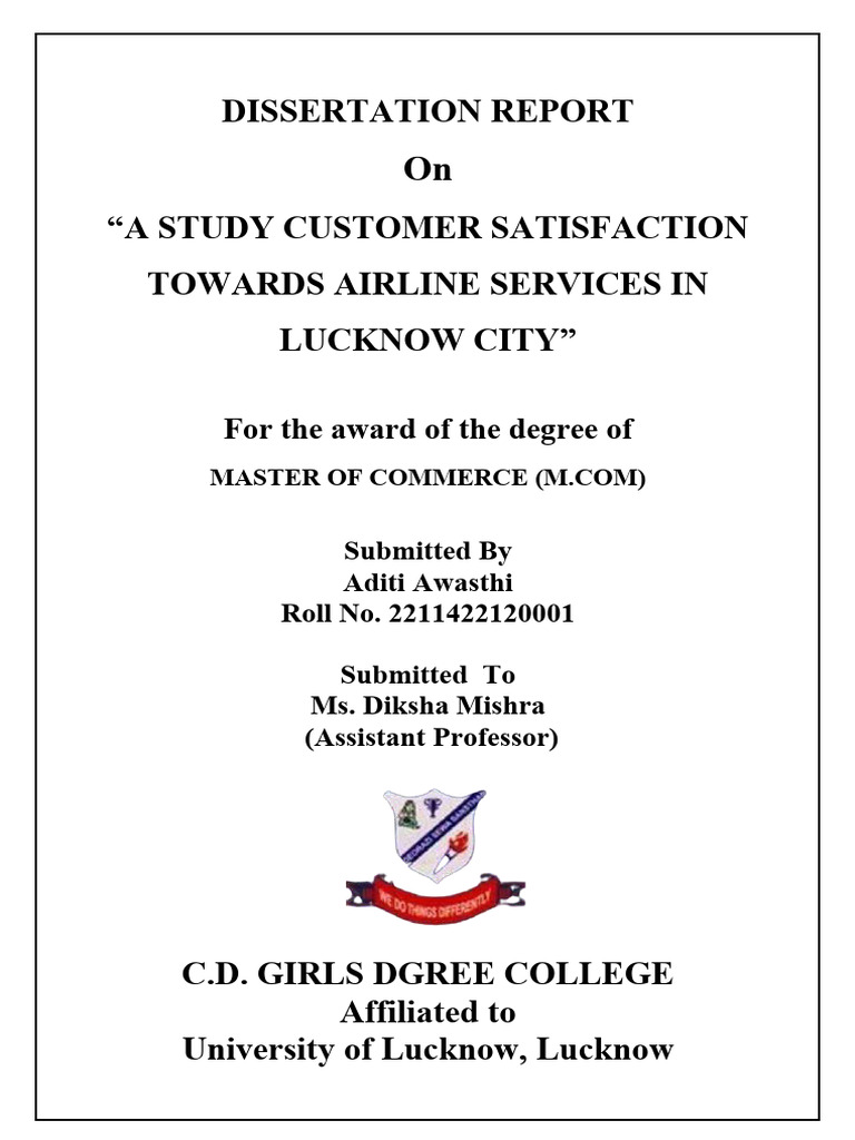 Dissertation Report: For The Award of The Degree of | PDF | Airlines ...