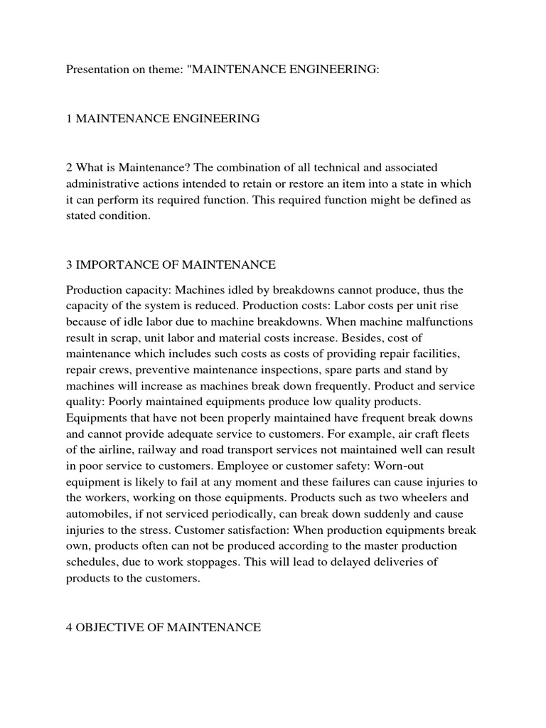 maintenance engineering | PDF | Reliability Engineering