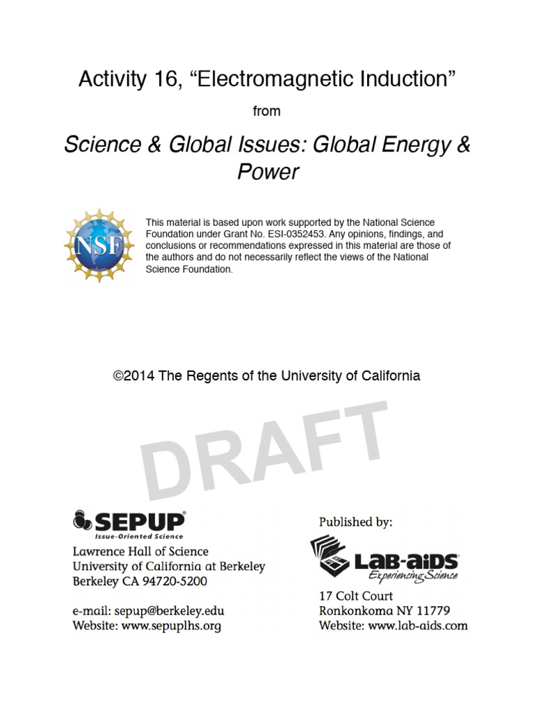 Sgi Electricity Activity 16 | PDF | Magnetic Field | Electromagnetic ...