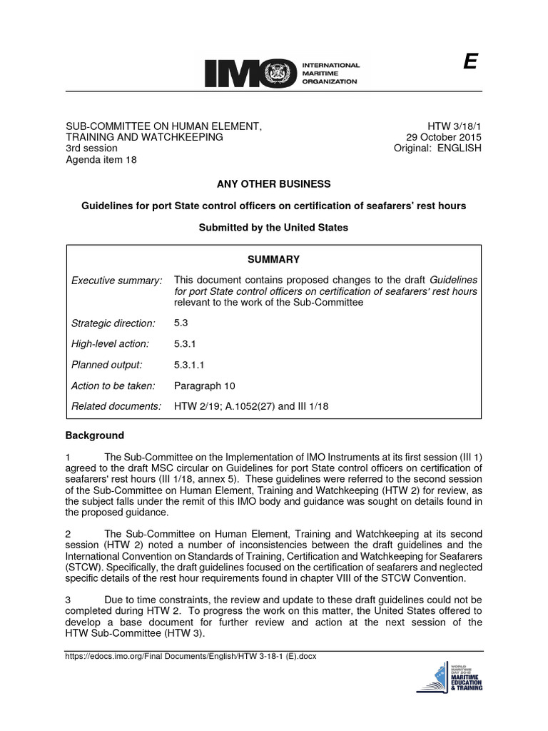 HTW 3-18-1 - Guidelines For Port State Control Officers On ...