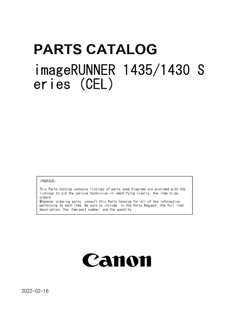 Canon imageRUNNER 1435 Parts Catalog | PDF | Equipment | Manufactured Goods