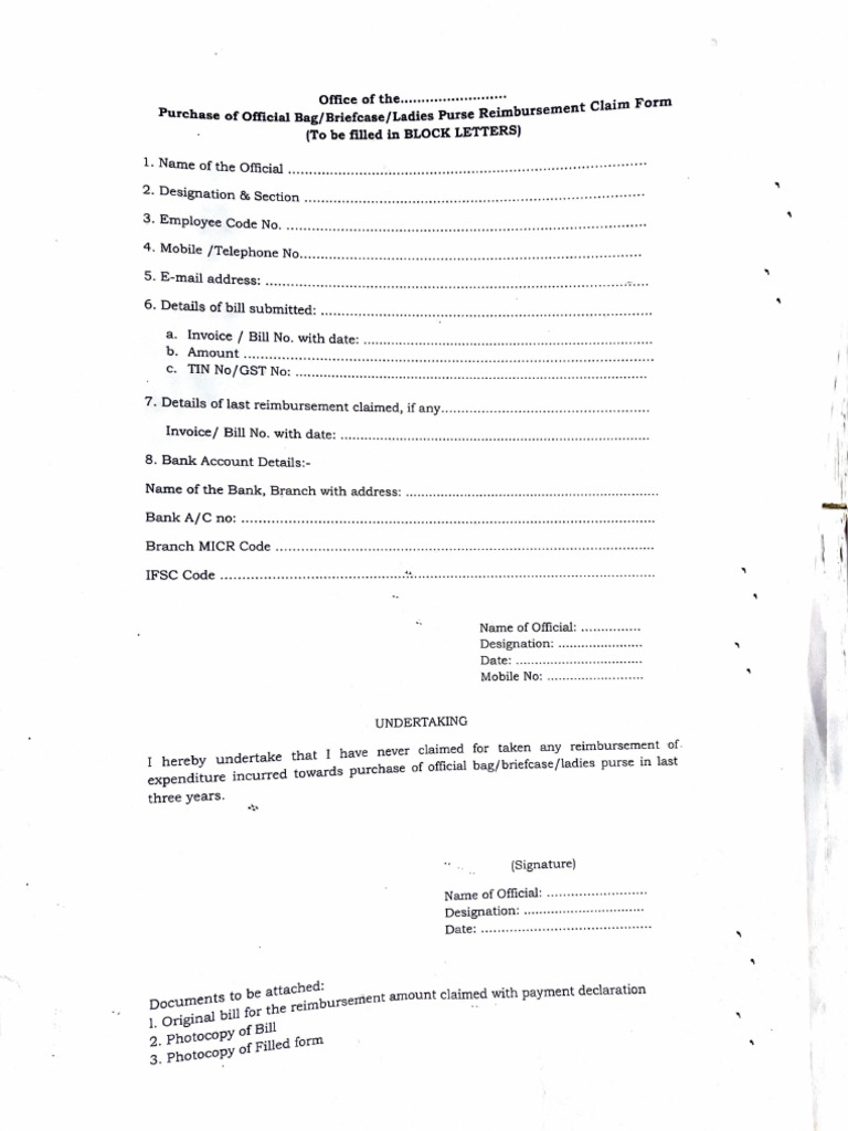 Bag Reimbursement | PDF | Payments