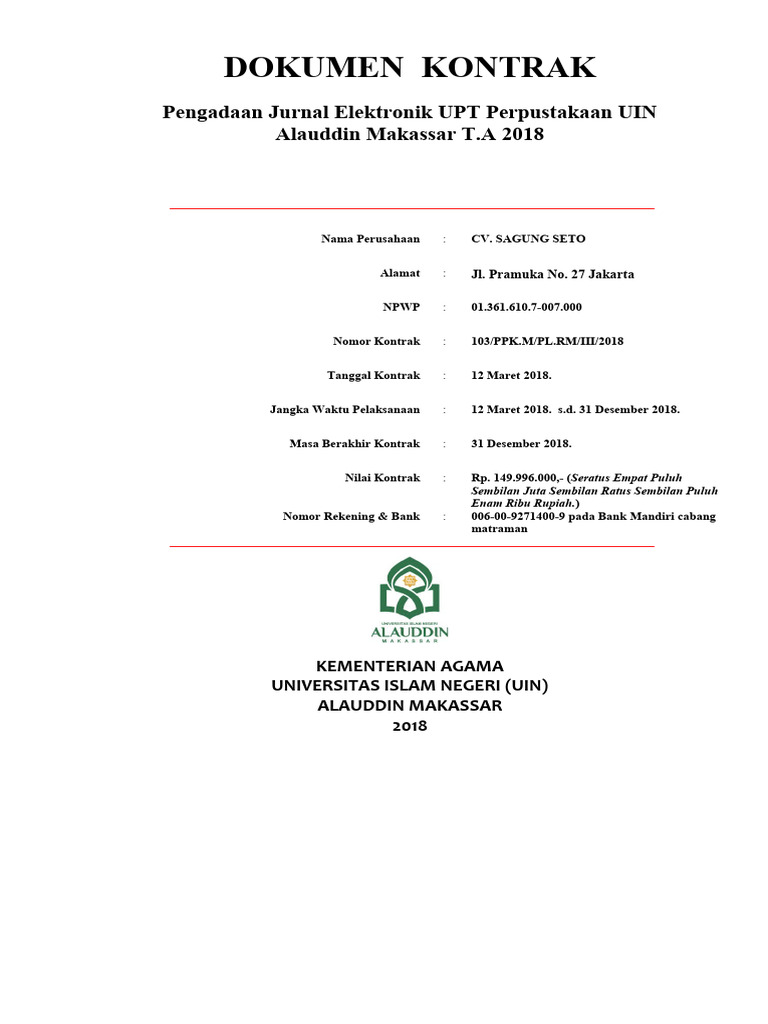 Dokumen Kontrak e Journal | PDF