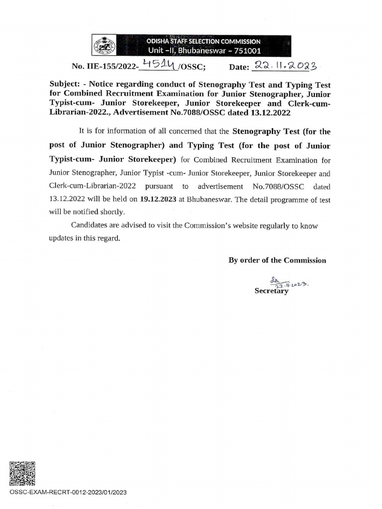 Notice Stenography Test - 0001 | PDF