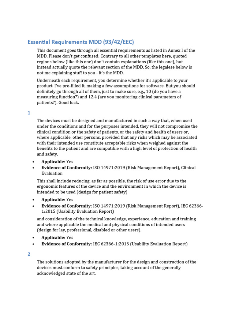 Essential Requirements MDD | PDF | Verification And Validation | Risk ...