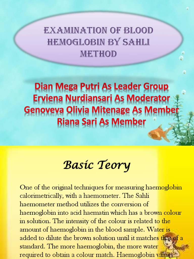 Examination of Blood Hemoglobin by Sahli Method | PDF