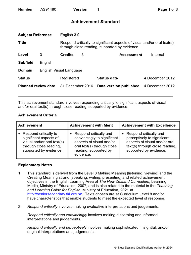 3.9 Close Viewing Standard Overview | Download Free PDF | English ...