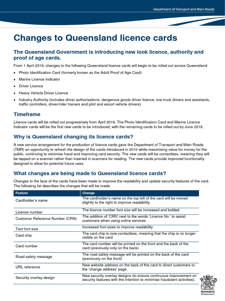 Changes To Queensland Licence Cards | PDF | Identity Document | Access ...