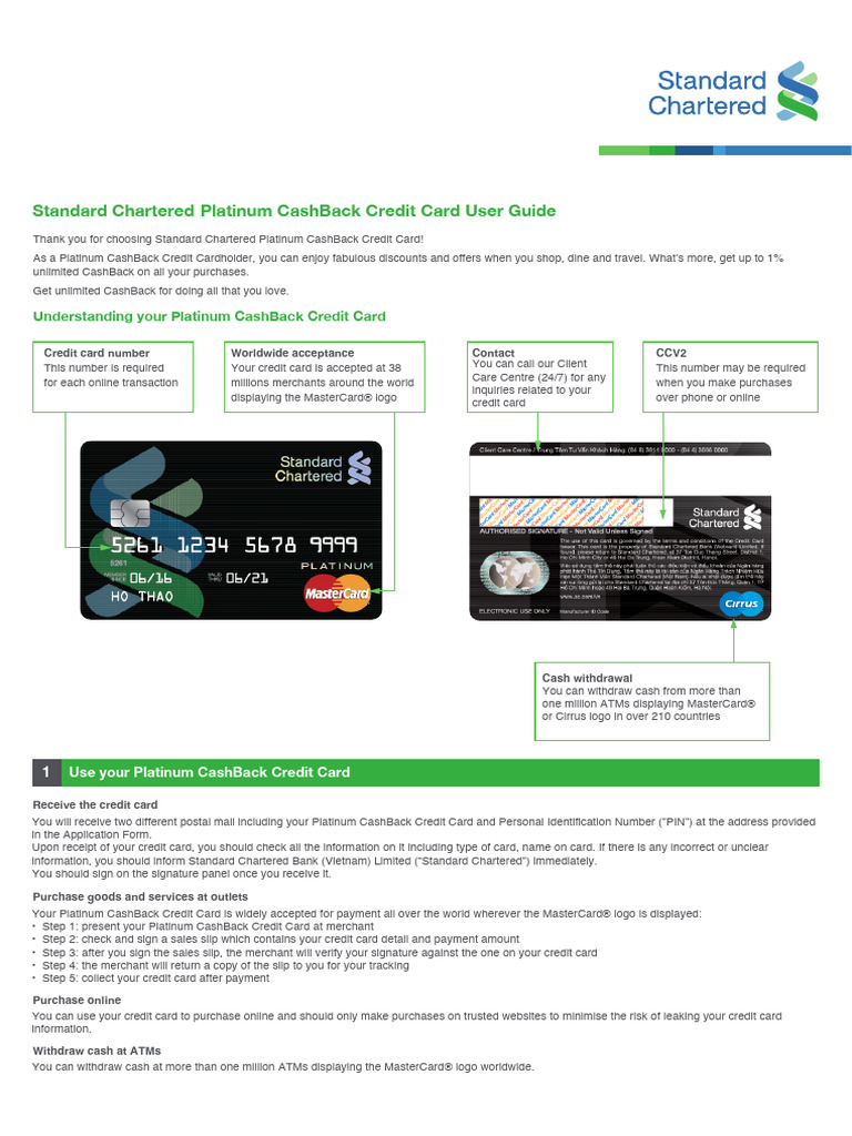 VN SC Platinum Cashback Credit Card User Guide | PDF | Credit Card ...
