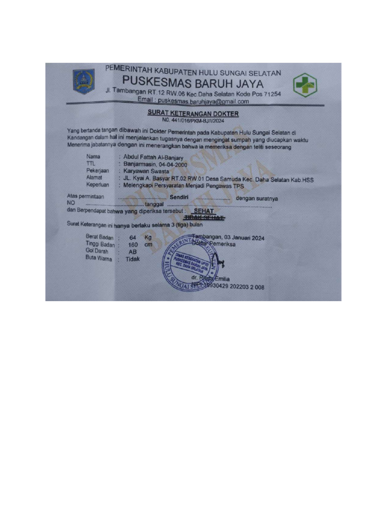 Surat Ket. Sehat | PDF