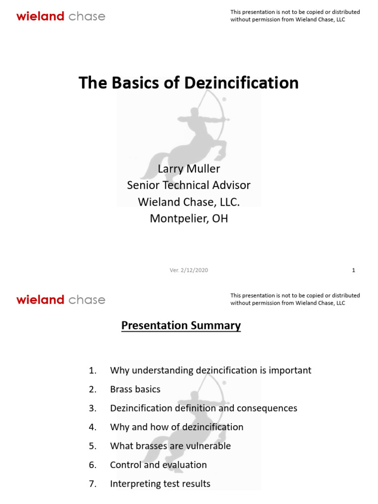 Dezincification Web Class Ver 2 12 2020 | PDF | Brass | Corrosion