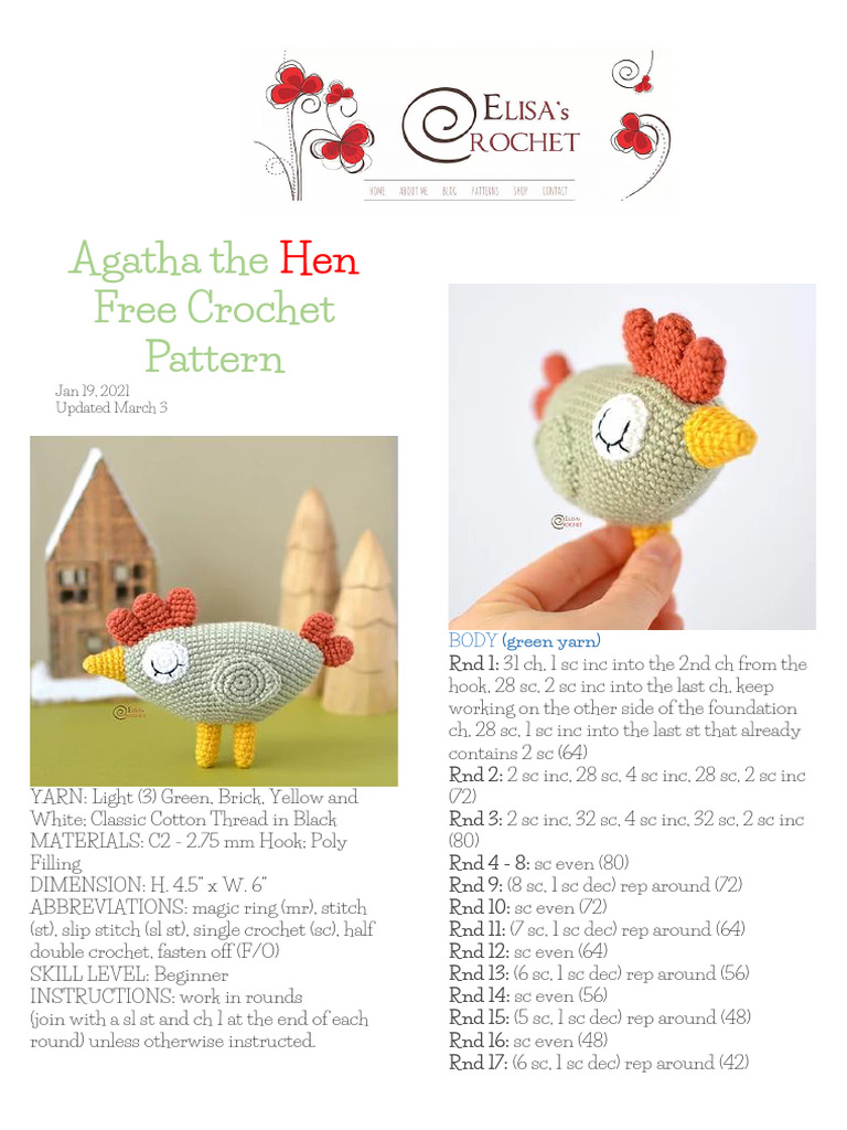 Crochet Lady Hen | PDF | Crochet | Yarn