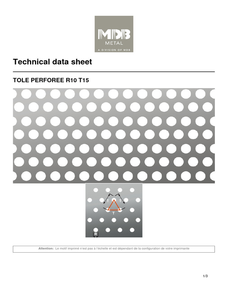 Tôle perforée R10 T15 en acier brut | PDF | Acier | Ingénierie des ...