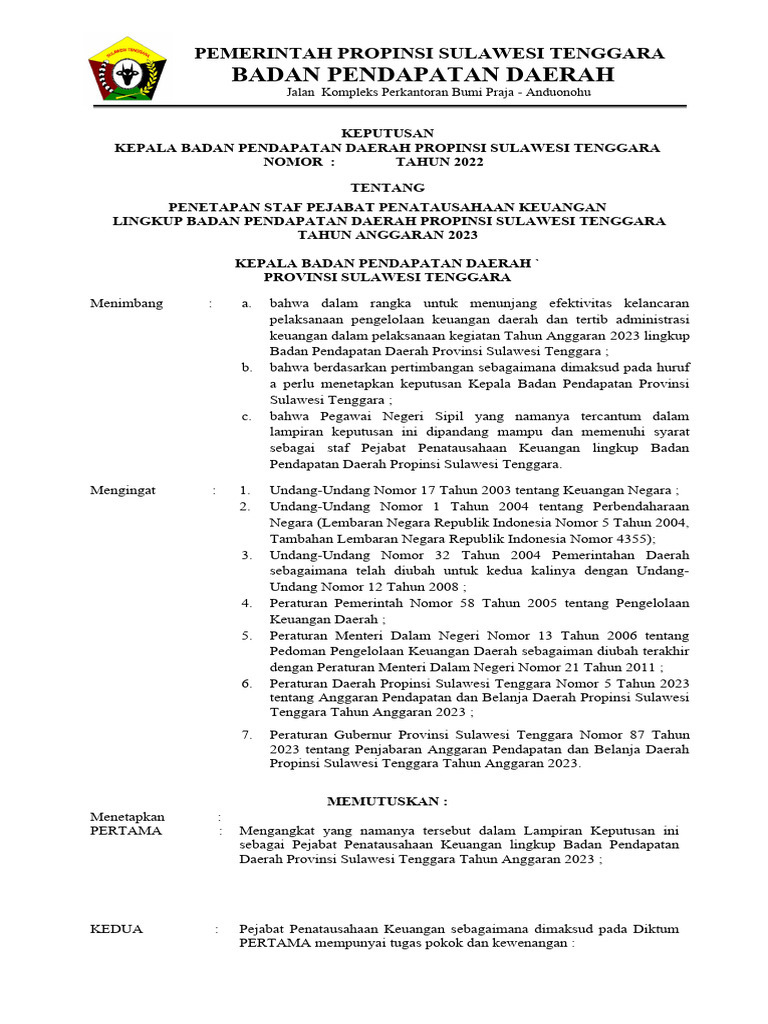 SK Staf PPK 2023 | PDF