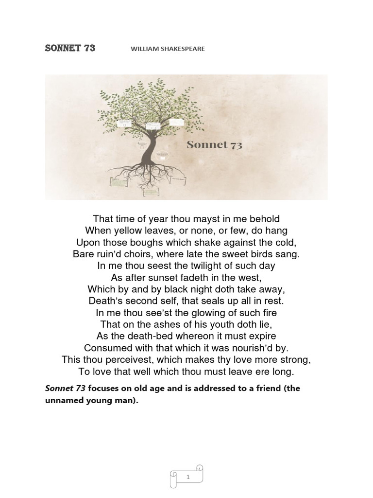 Sonnet 73 William Shakespeare | PDF | Literary Criticism | British Poems