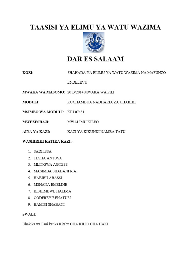 Fani Kilio Cha Haki | PDF
