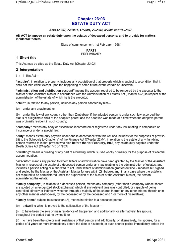 Estate Duty Act | Download Free PDF | Inheritance Tax | Property