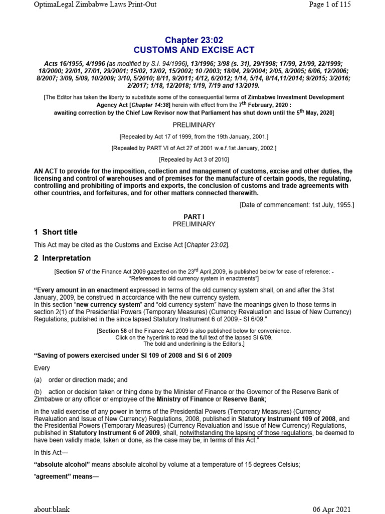 CUSTOMS Act | PDF | Gin | Alcoholic Beverages