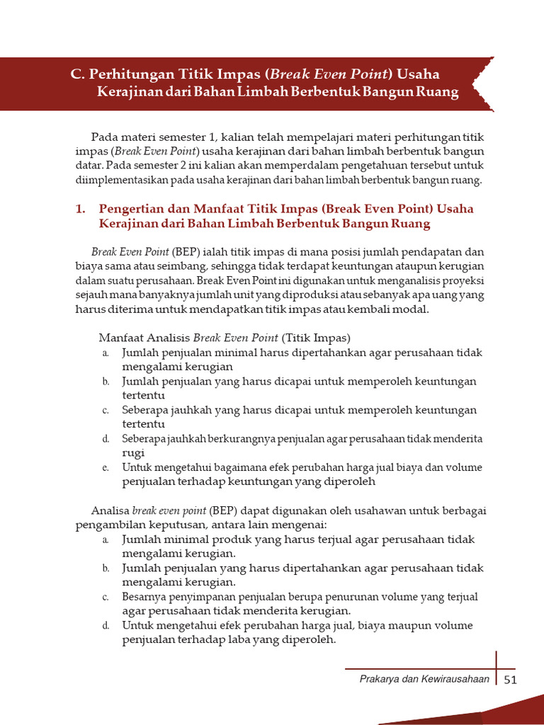 XI. 11 Perhitungan Titik Impas (Break Even Point) | PDF