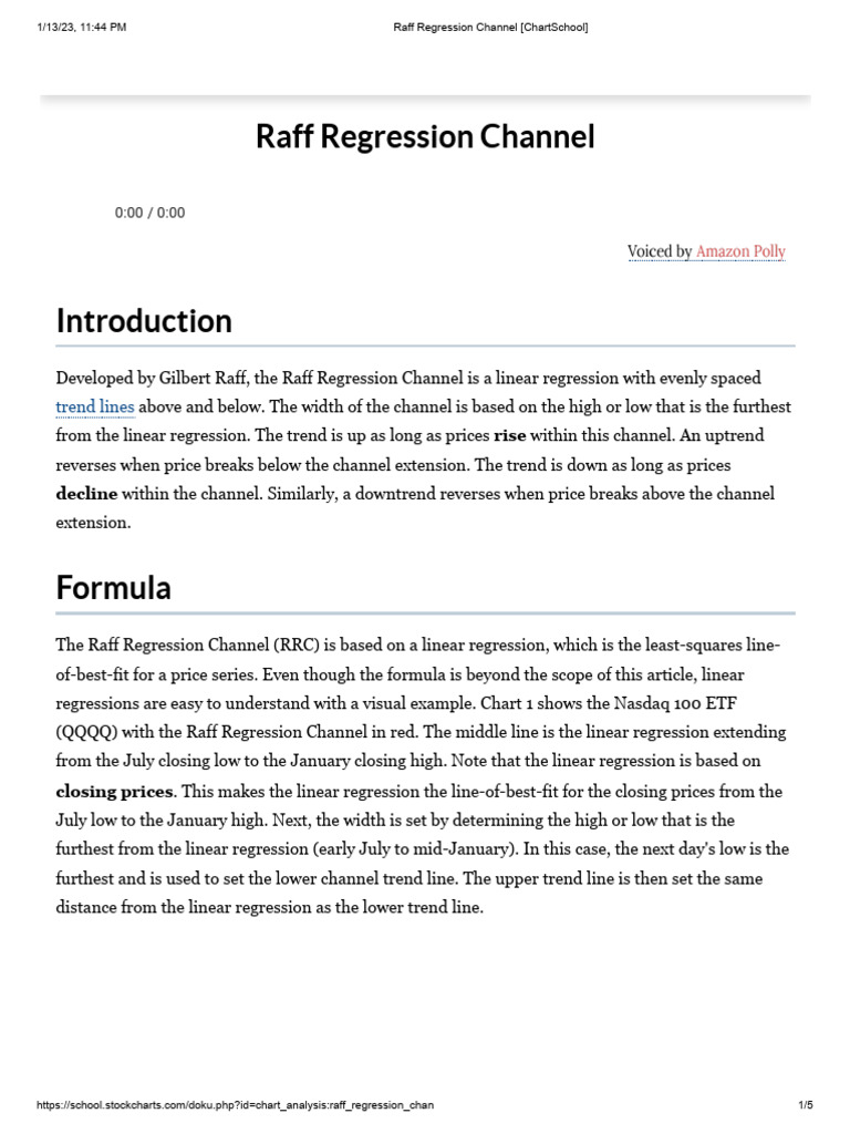 Raff Regression Channel (ChartSchool) | PDF | Linear Regression | Multivariate Statistics