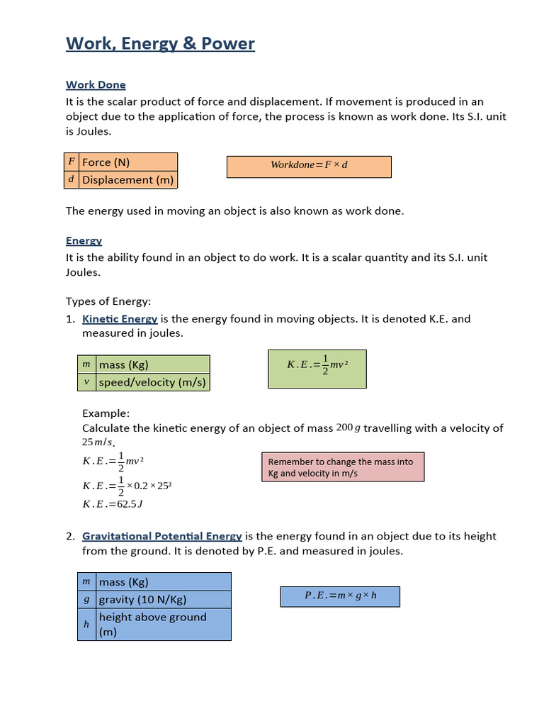 Work, Energy and Power | PDF | Power Station | Fuels