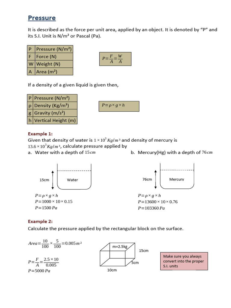 Pressure | PDF | Pressure | Gases