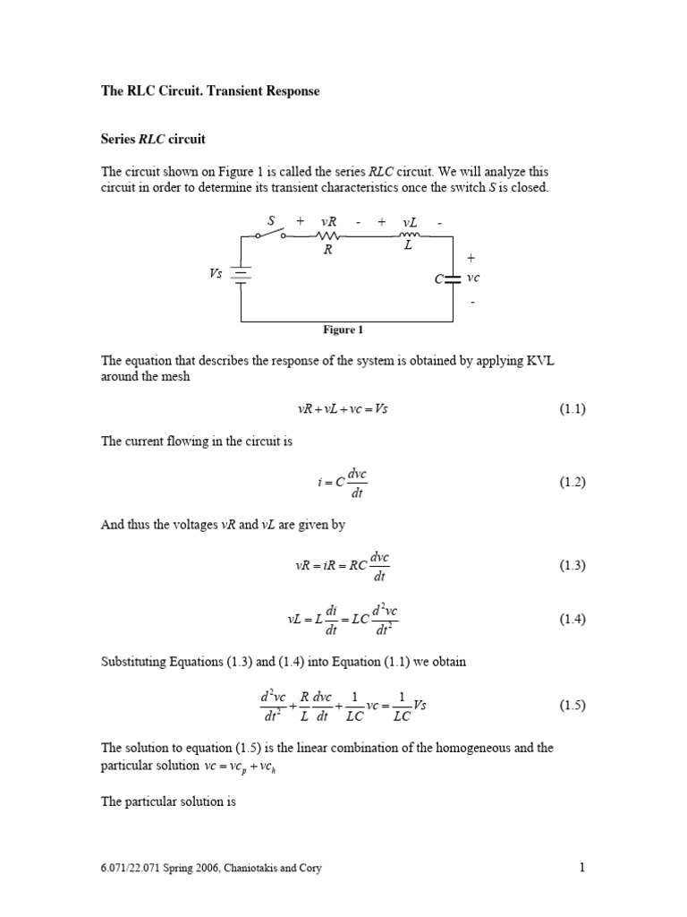 The RLC Circuit Transient Response Serie | PDF | Damping | Initial Condition