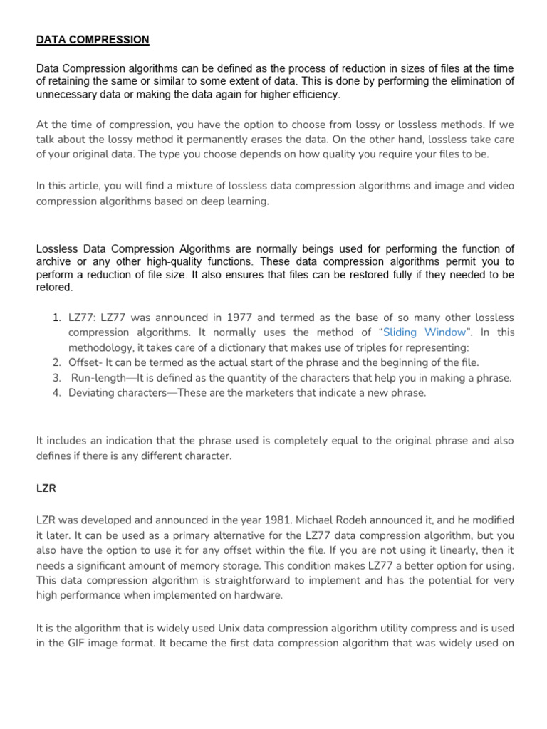 Data Compression | PDF | Data Compression | Artificial Neural Network