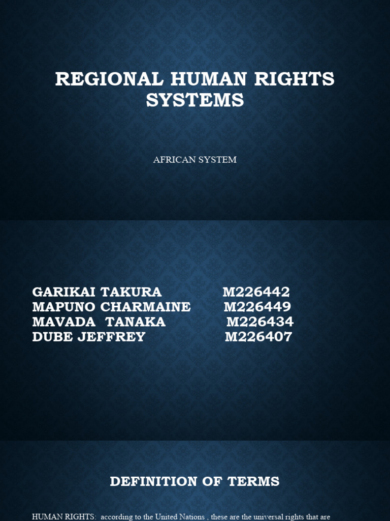 Regional Human RIGHTS SYSTEMS Group Work | Download Free PDF | Gender ...