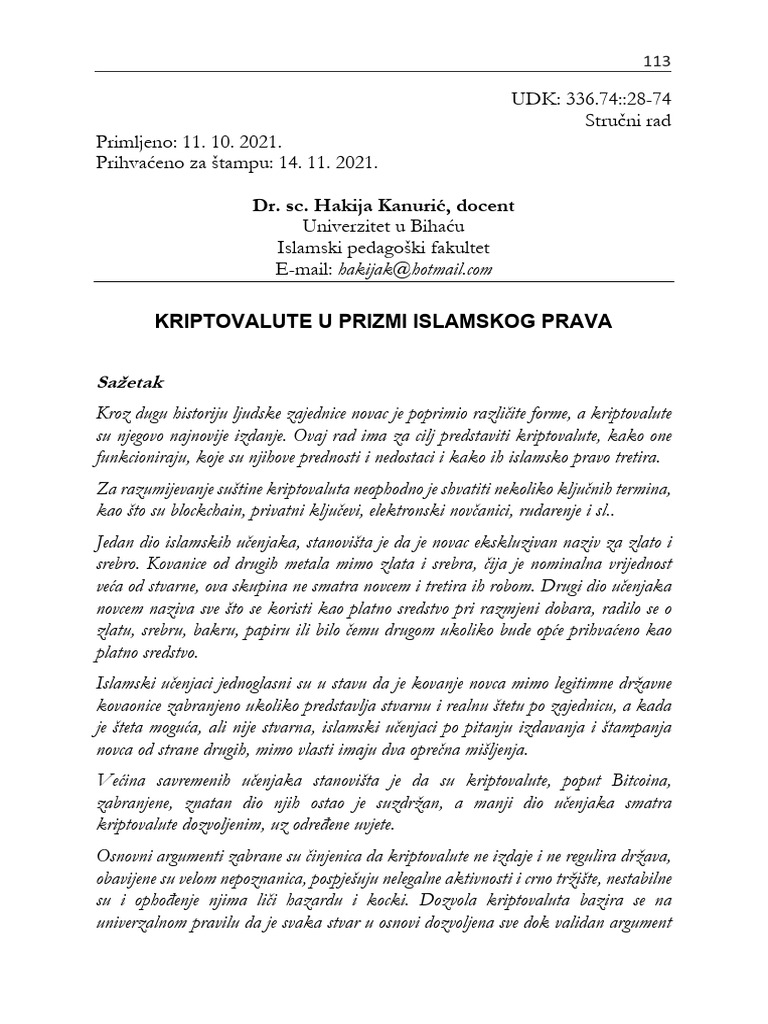 Kriptovalute U Prizmi Islamskog Prava | PDF