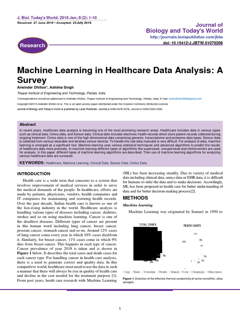 Machine Learning in Healthcare Data Analysis A Survey | PDF | Machine Learning | Support Vector ...