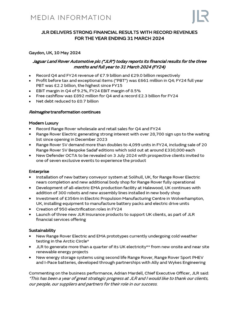 Q4 FY24 Earnings Release VF | PDF | Economies