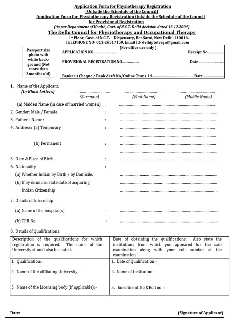 PT Application Form | Download Free PDF | Government And Personhood