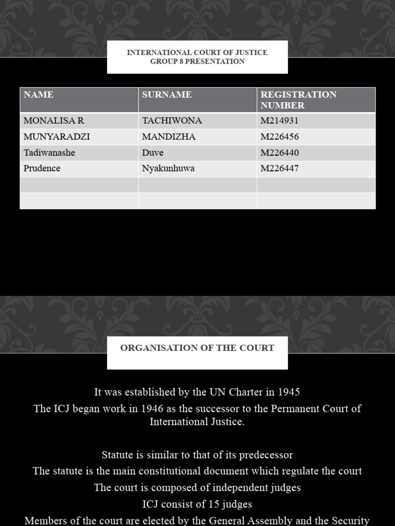 International Court of Justice Group 8 Presentation | PDF | International Criminal Law ...