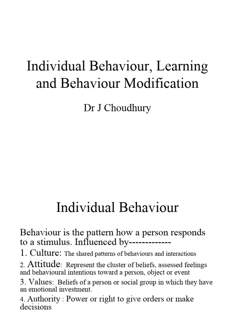 Individual Behaviour, Learning and Behaviour Modification | PDF | Classical Conditioning ...