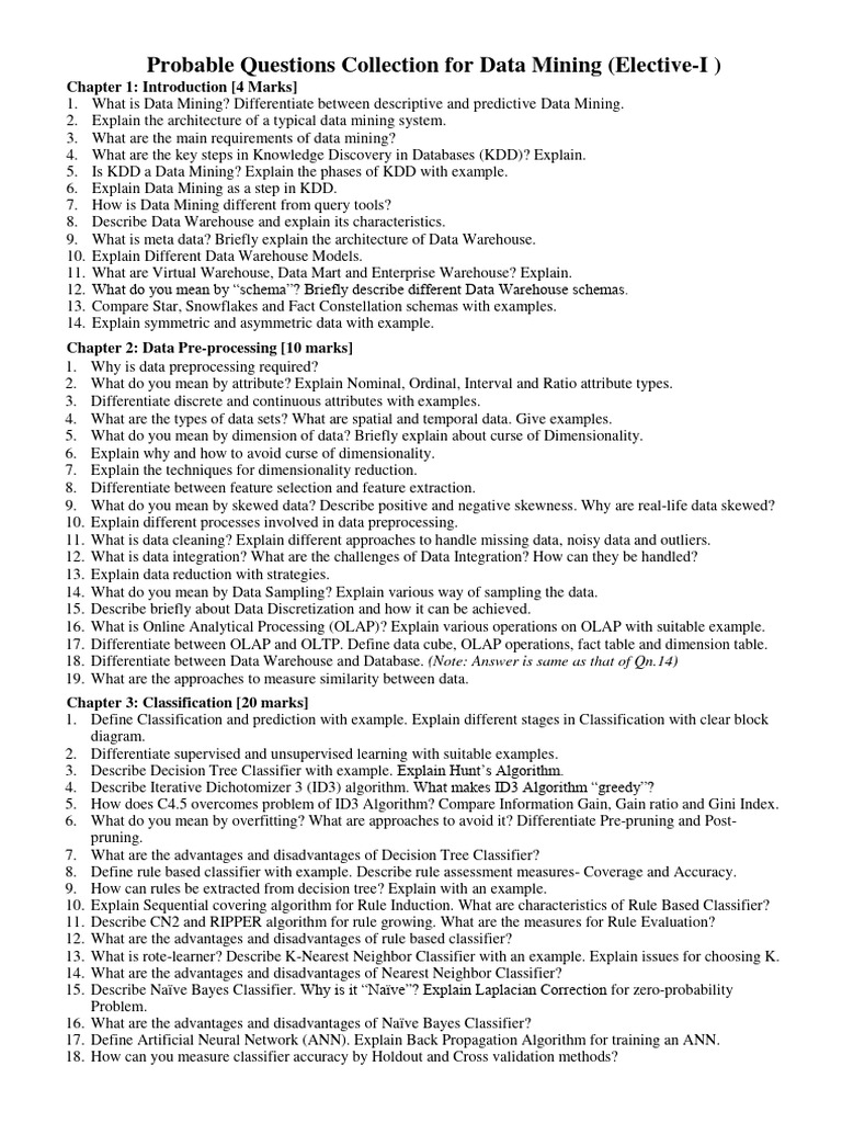 Data Mining List of Important Question | PDF | Cluster Analysis ... Data Mining List of Important Question | PDF | Cluster Analysis ...