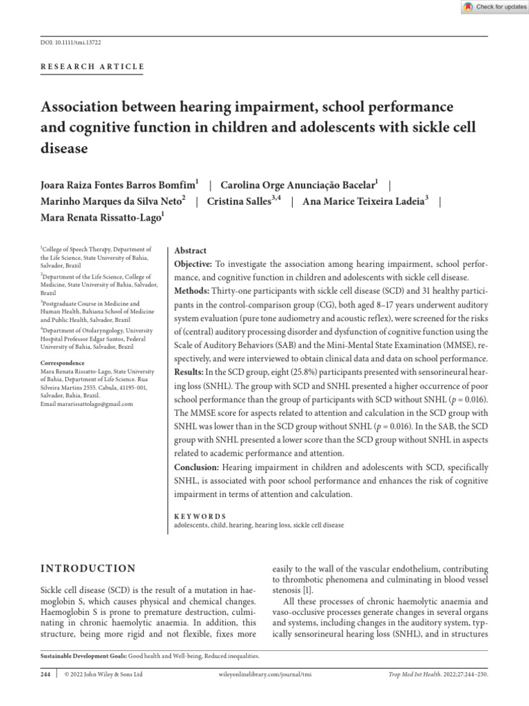 Association Between Hearing Impairment, School Performance and ...