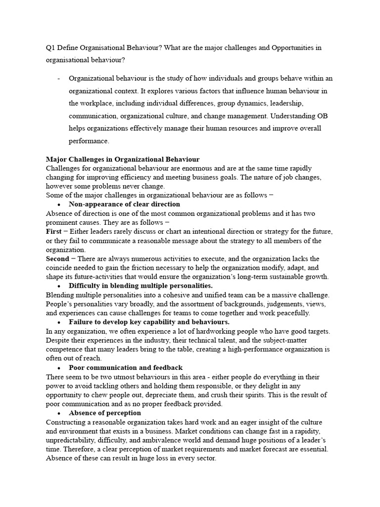 Organisational Behaviour | PDF | Id | Organizational Culture