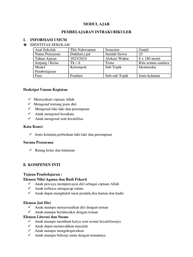 Modul Ajar Identitasku | PDF | Kesehatan Holistik