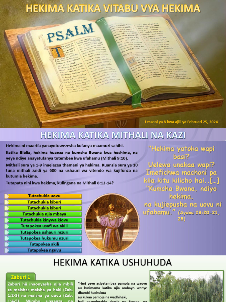 SW 08 Hekima Katika Vitabu Vya Hekima | PDF
