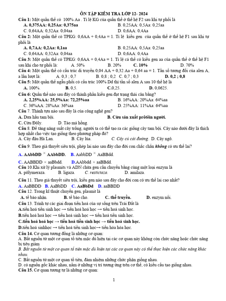 On Kiem Tra HKII - 2024-GVđ | PDF