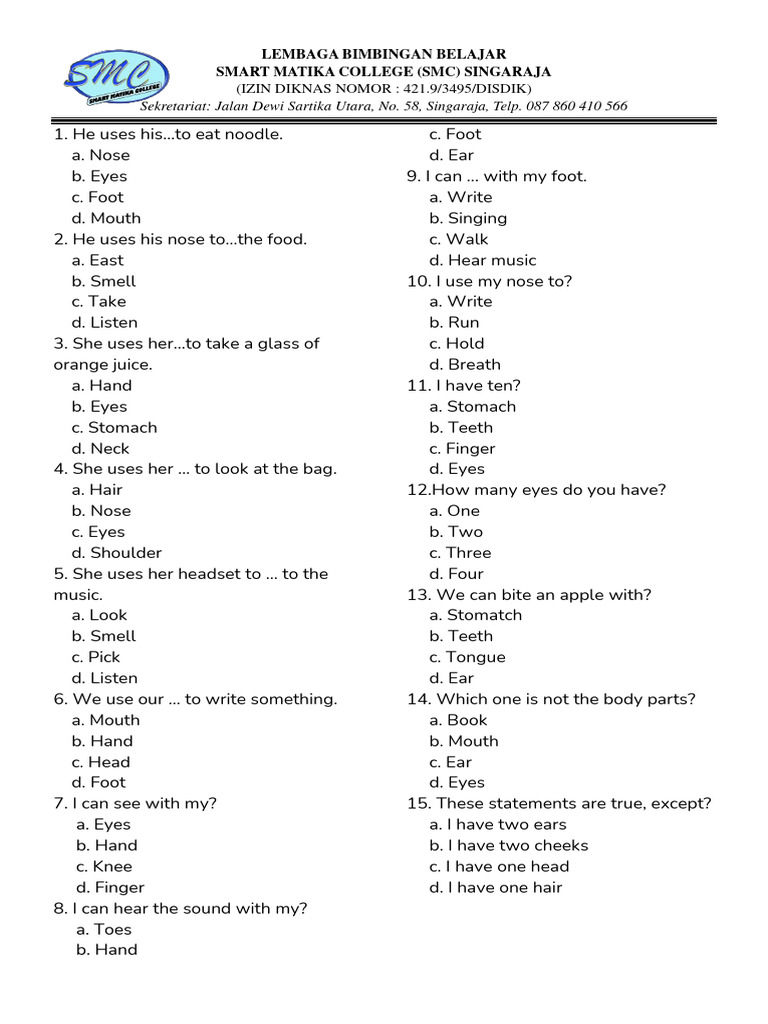 Kelas 5 Part of Body's Function | PDF | Human Anatomy