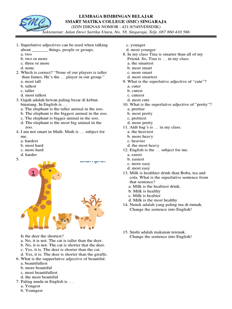 Soal Superlative Adjective Kelas 5 SD | PDF