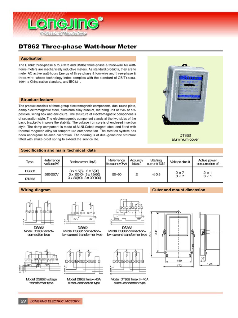 DT862 Three-Phase Watt-hour Meter | PDF | Technology & Engineering