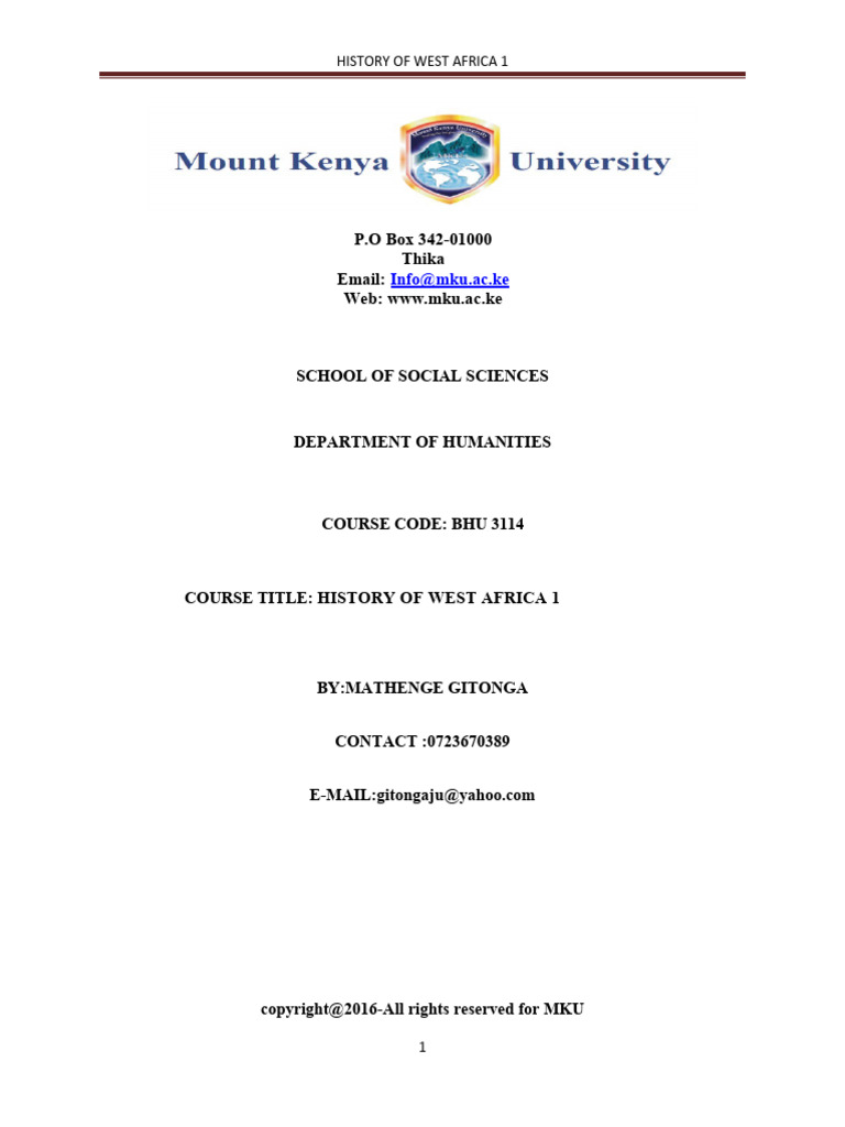 West Africa 1 Module | PDF | West Africa