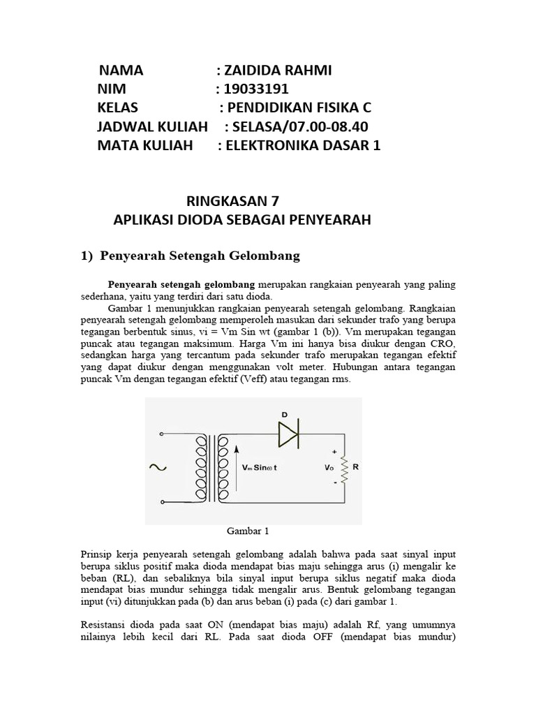 Zaidida Rahmi - 19033191 (Ringkasan 7 ELDAS 1) | PDF