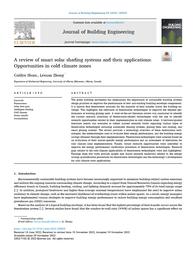 A Review of Smart Solar Shading Systems and Their Applications ...