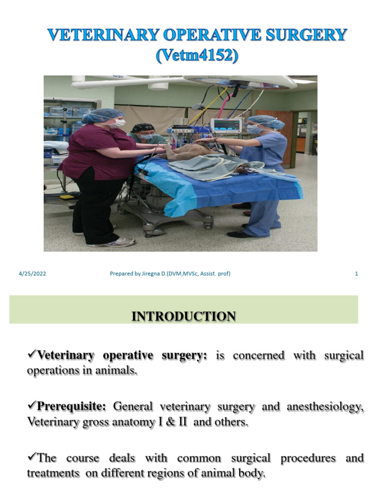 Vet. Operative Surgery Lecture 1 | PDF | Tooth | Surgery